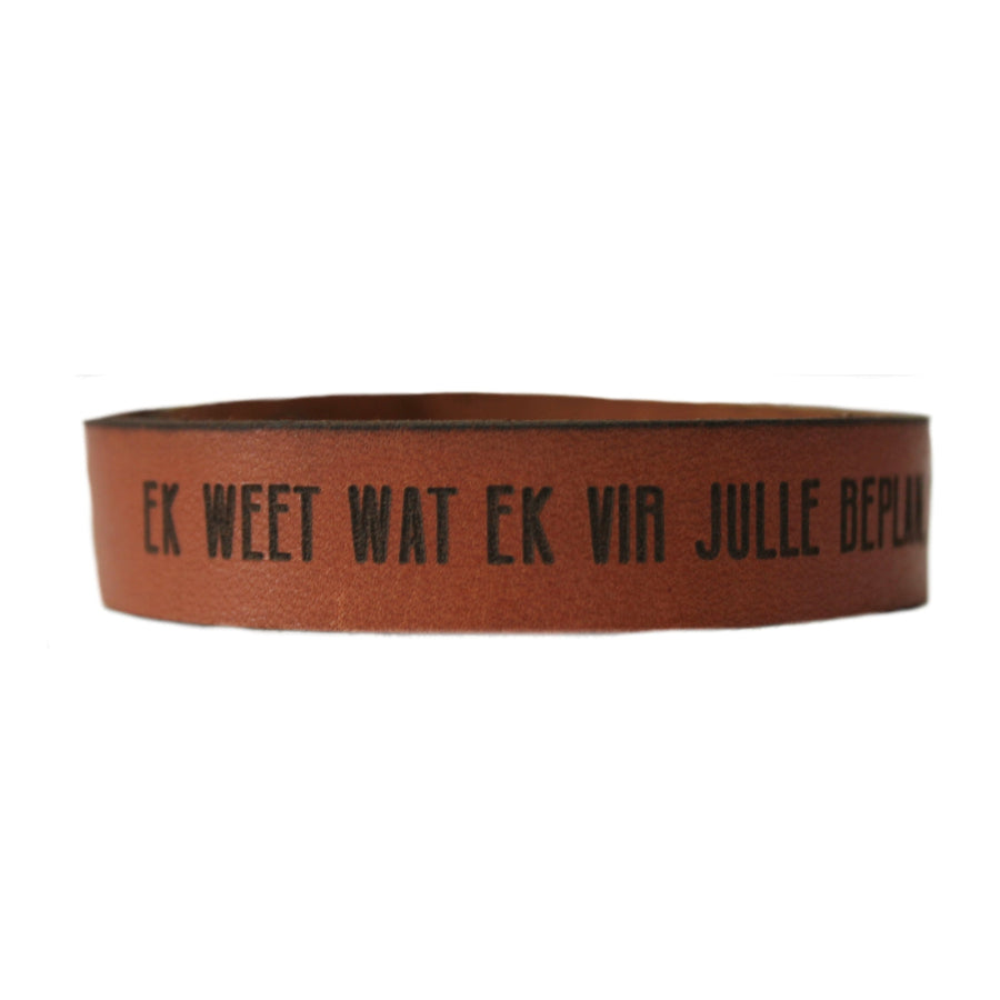 Ek weet wat ek vir julle beplan - Leather Wristband | ITG Clothing
